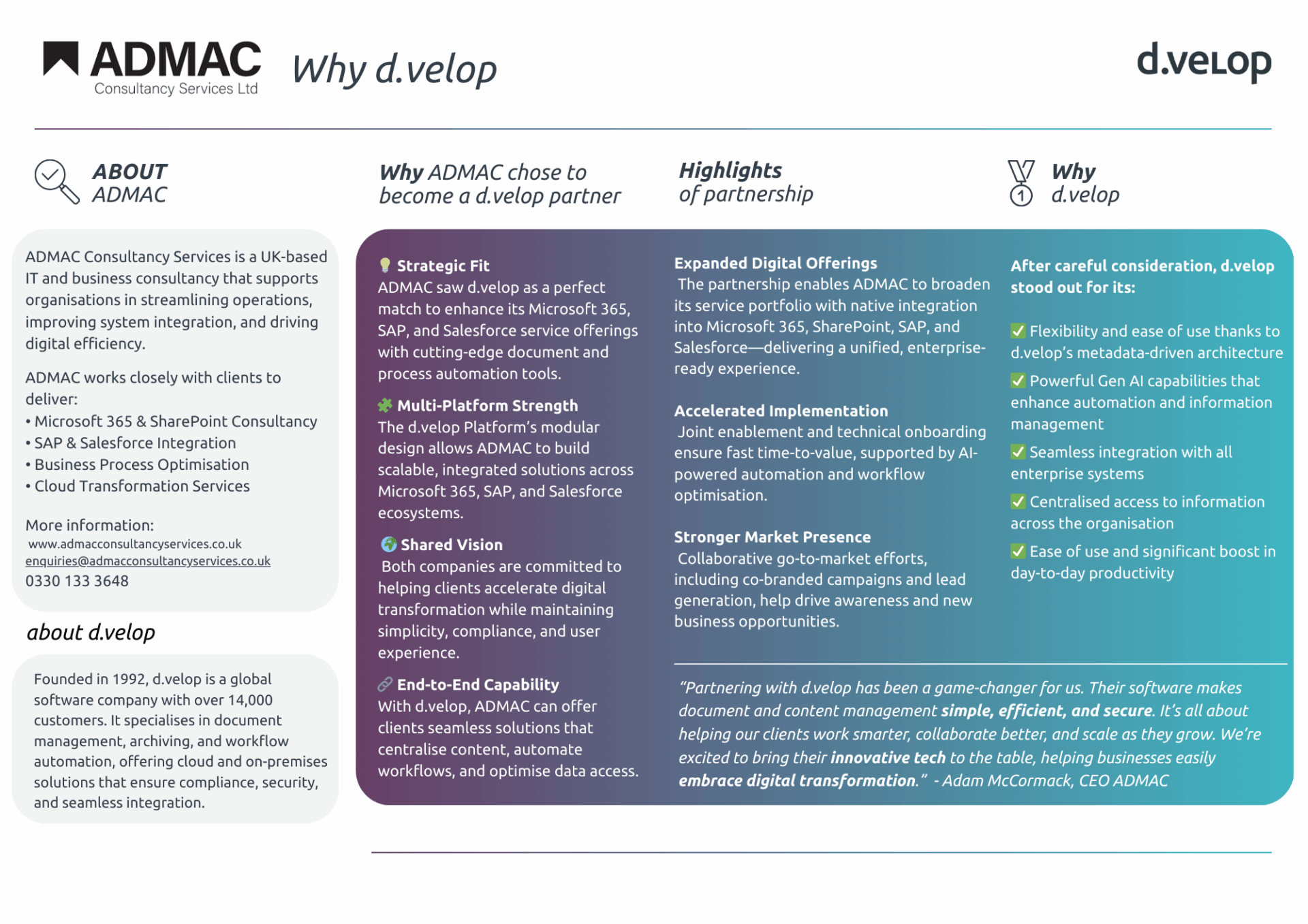 d.velop Partner | ADMAC Consultancy Services