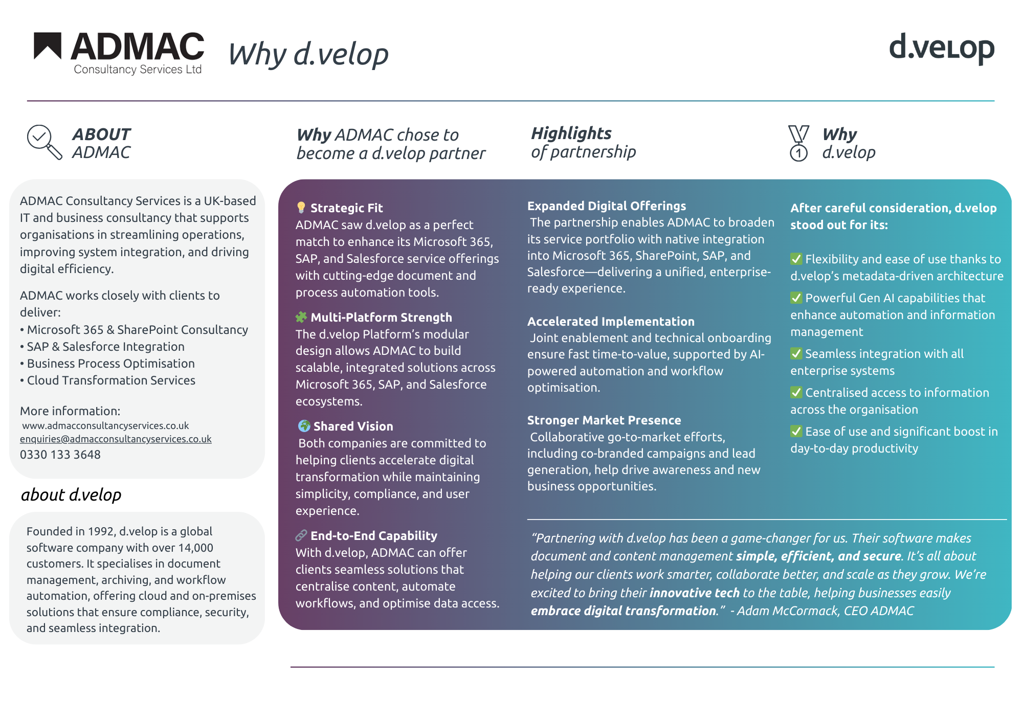 d.velop Partner | ADMAC Consultancy Services